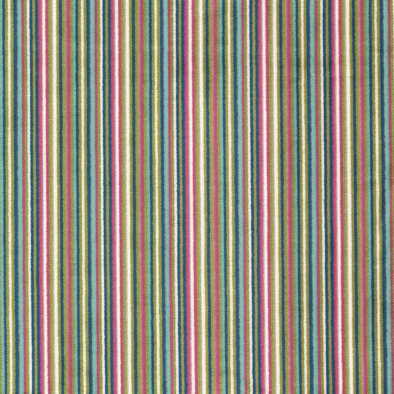Striped Velvet Upholstery Fabric: Pink, Aqua, Blue, Green - 100% ...