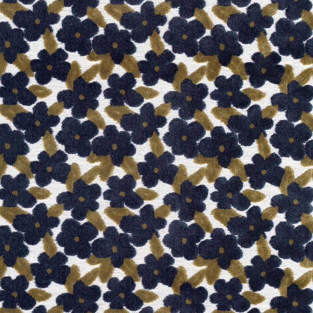 Blue Floral Velvet Upholstery Fabric - Navy Blue Velvet Fabric for ...