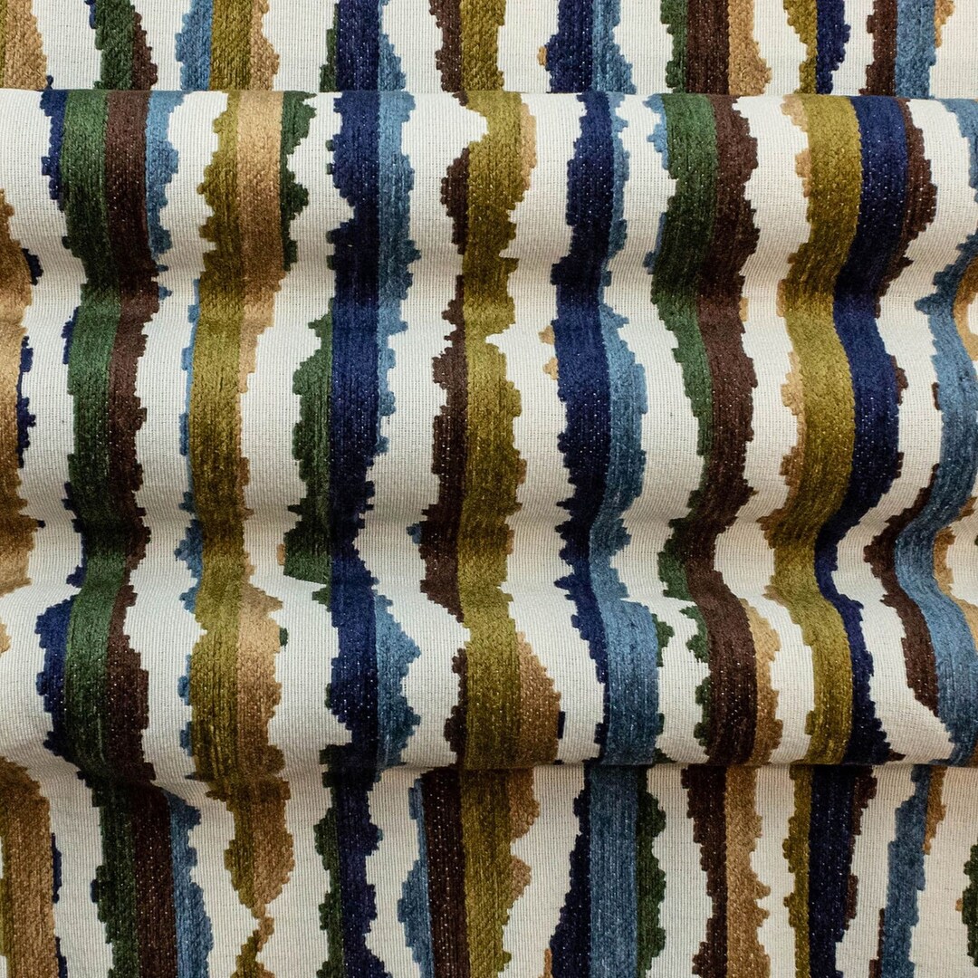 Blue Crypton Upholstery Fabric Blue Green Ombre Stripe Stain Resistant ...