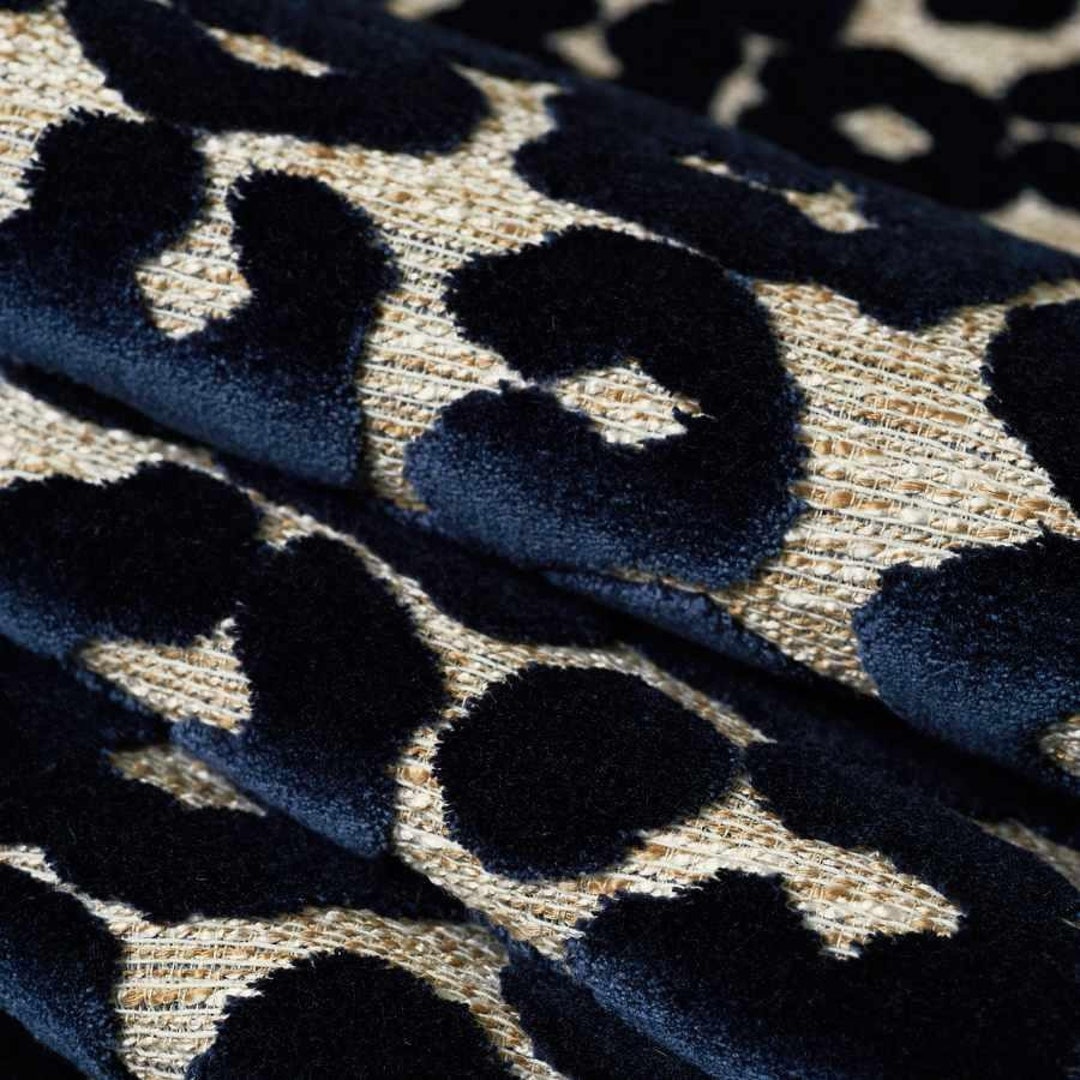 Navy Blue Animal Velvet Upholstery Fabric - Exotic Animal Velvet ...