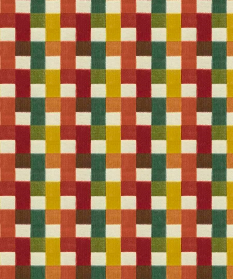 Orange Velvet Upholstery Fabric - Pink Green Geometric Velvet for ...