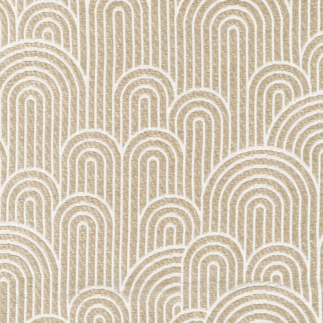 Taupe Geometric Upholstery Fabric - Modern Linen Color Jacquard Fabric ...