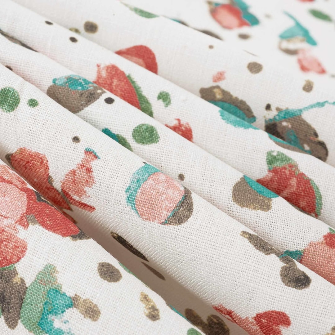 Aqua Blue Linen Upholstery Fabric Multicolored Abstract Fabric for ...