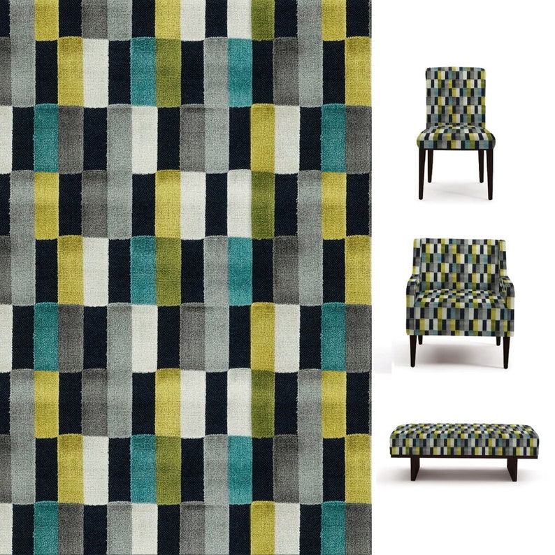 Chartreuse Velvet Upholstery Fabric Aqua Navy Blue Velvet - Etsy