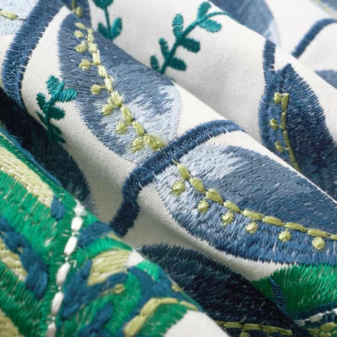Navy Blue Embroidered Fabric - Emerald Green Embroidered Fabric for ...