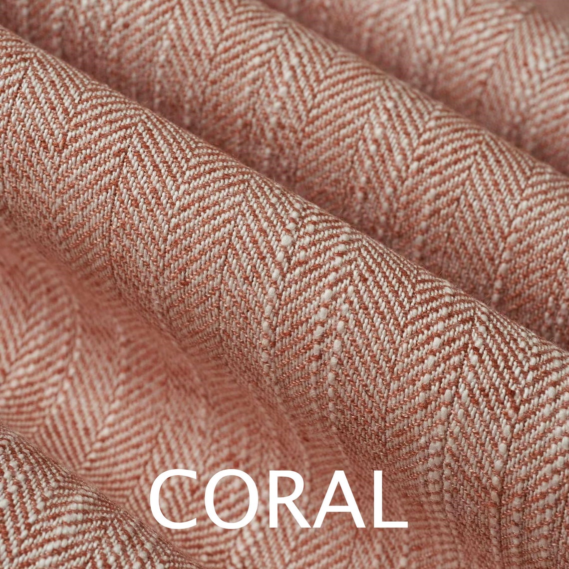 Herringbone Upholstery Fabric for Furniture Coral - Etsy