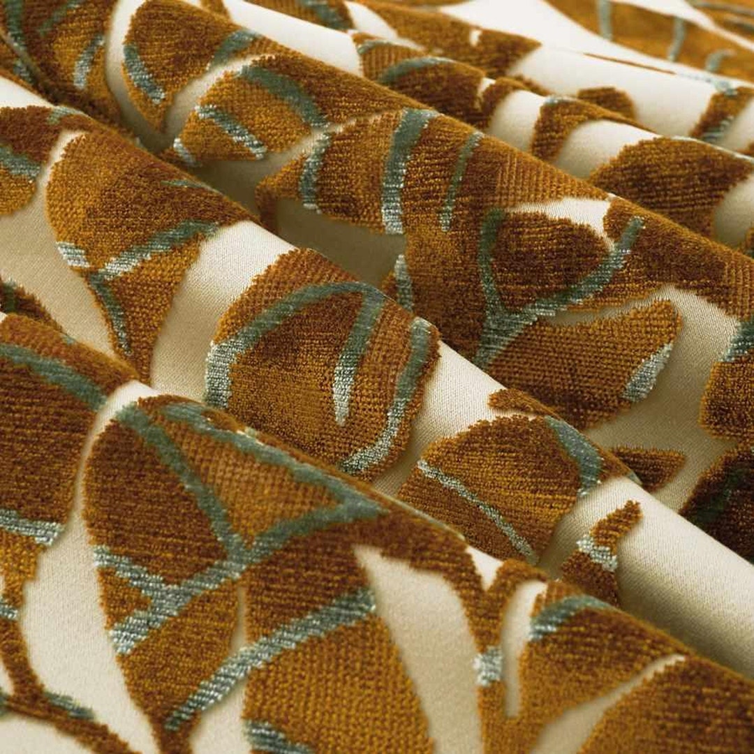 Dark Gold Velvet Upholstery Fabric - Gold Velvet Fabric With Leaf ...