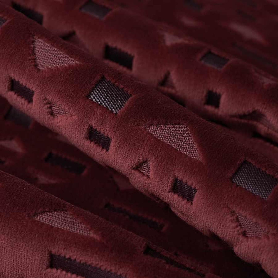 Burgundy Red Velvet Upholstery Fabric - Dark Red Cut Velvet Fabric for ...