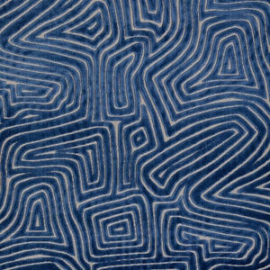 Blue Velvet Upholstery Fabric - Abstract Raised Velvet Fabric - Blue ...