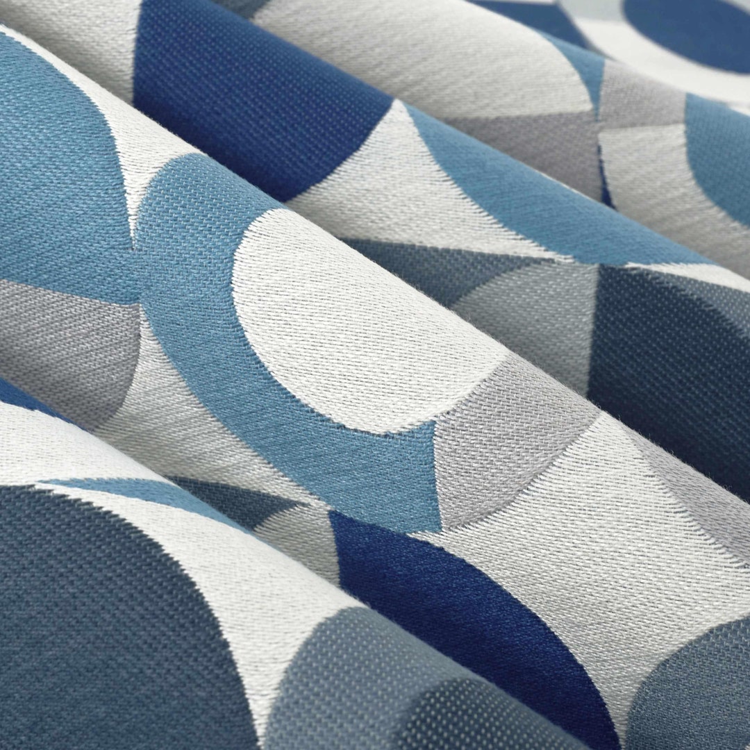 Blue Grey Upholstery Fabric - Navy Blue Geometric Stain Resistant ...