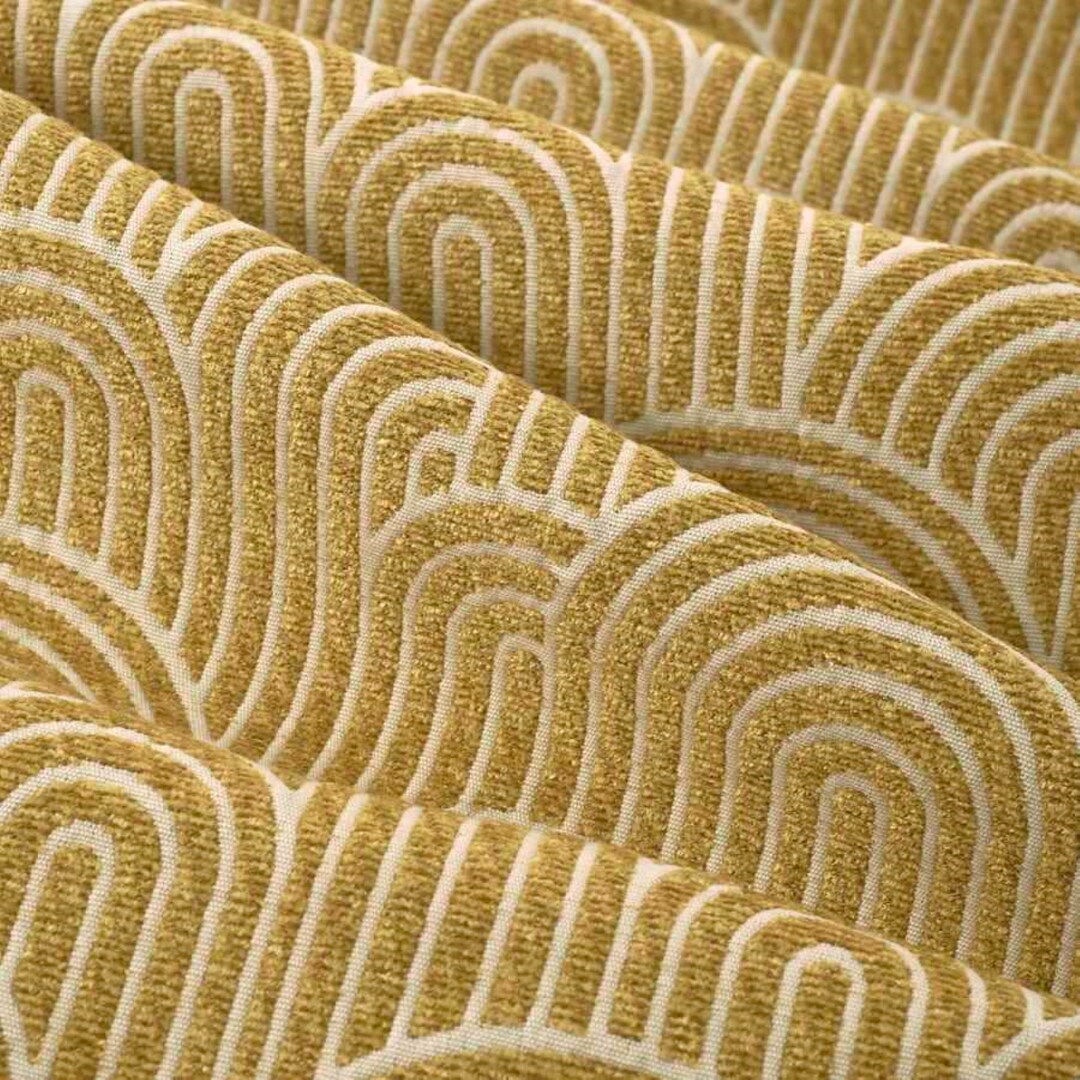 Gold Geometric Upholstery Fabric - Contemporary Gold Jacquard Fabric ...