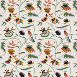 Pink Orange Fabric Multicolored Embroidered Fabric for Curtains and ...