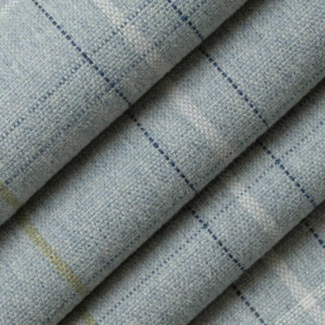 Light Blue Upholstery Fabric - Multicolored Plaid Fabric for Furniture ...