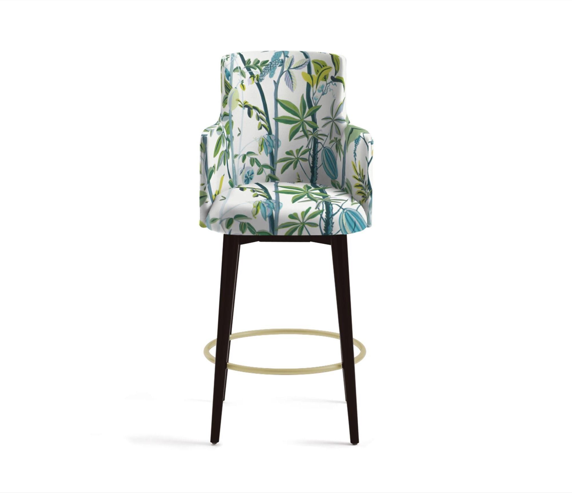 Blue Chartreuse Upholstery Fabric - Multicolored Botanical Fabric for ...