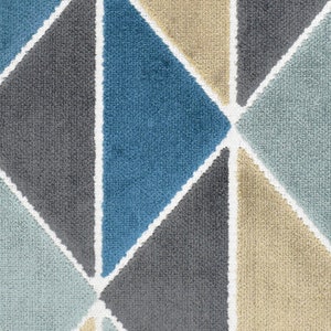 Blue Grey Velvet Upholstery Fabric for Furniture Geometric Velvet ...