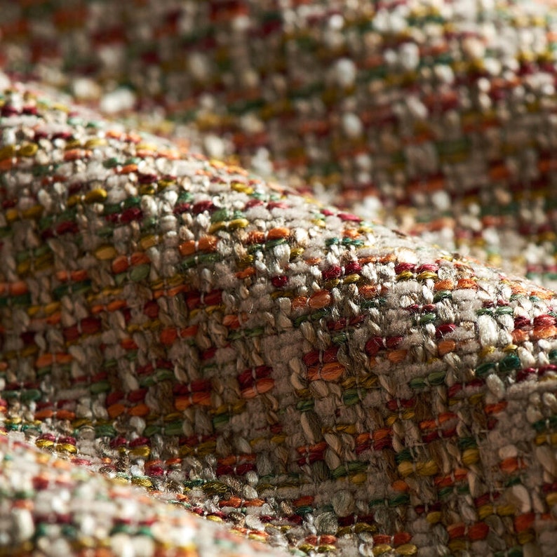 Orange Tweed Upholstery Fabric Green Tweed Fabric for - Etsy