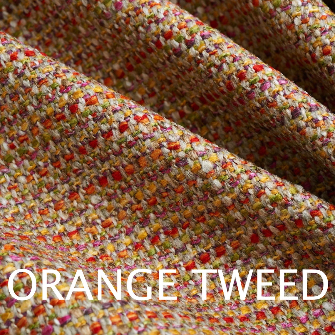 Orange Tweed Upholstery Fabric Multicolored Animal Skin - Etsy