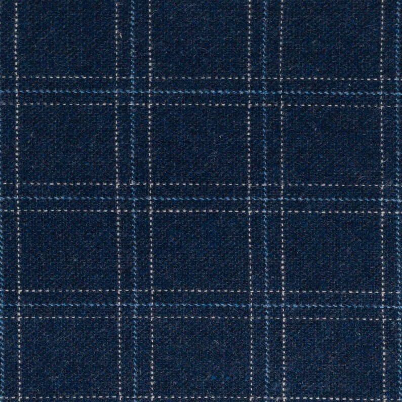 Navy Blue Plaid Upholstery Fabric for Furniture - Dark Blue Wool Plaid ...