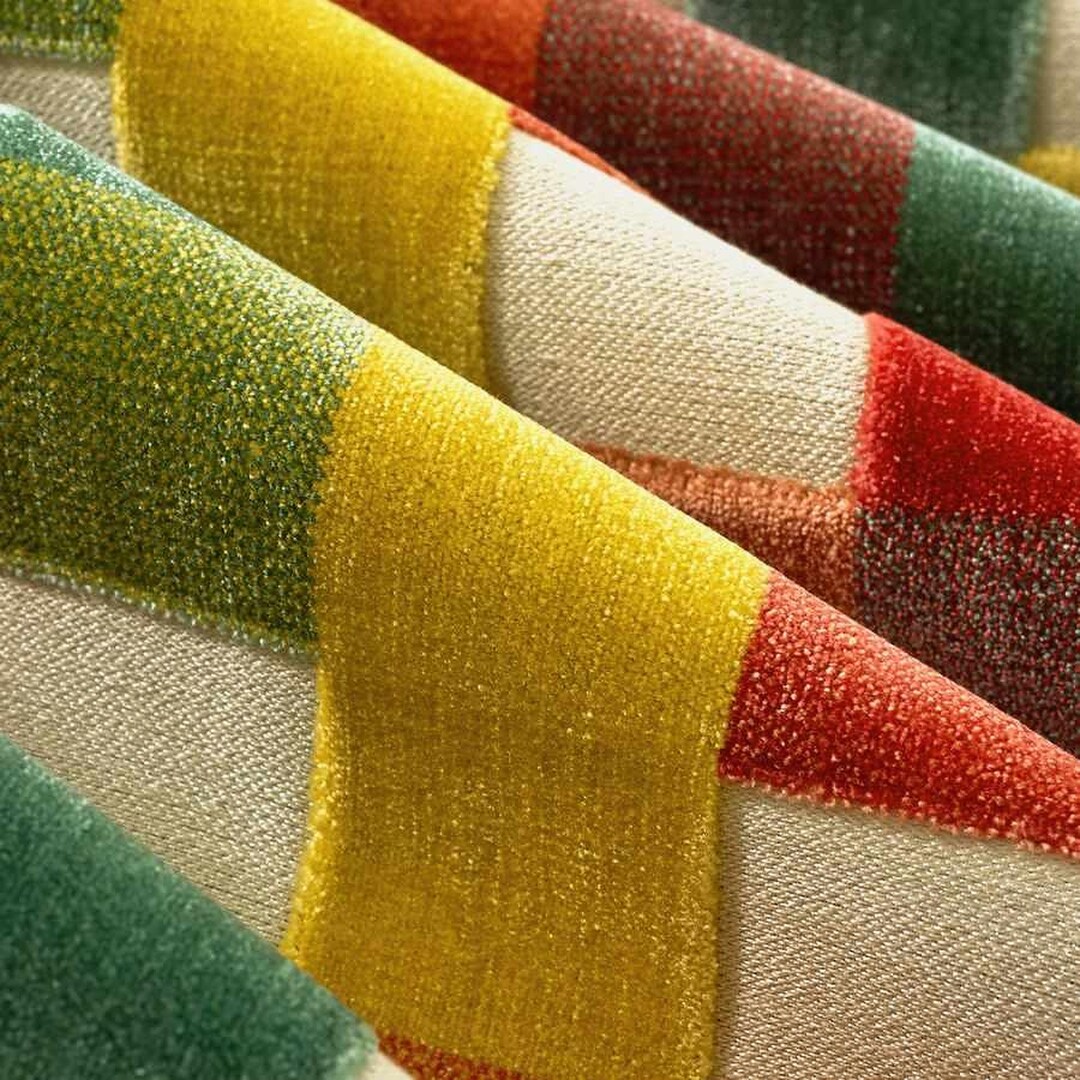 Orange Velvet Upholstery Fabric - Pink Green Geometric Velvet for ...