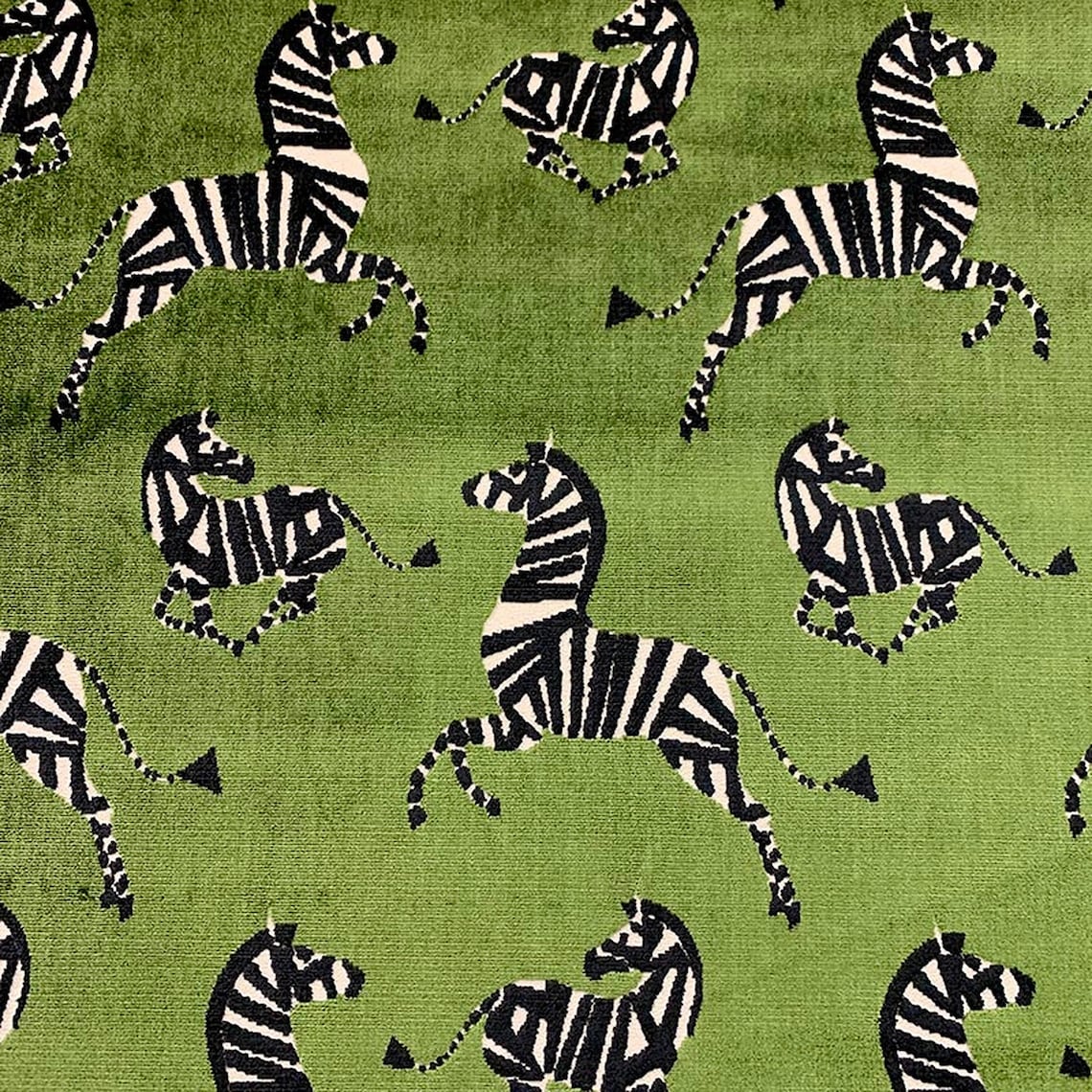 Green Velvet Upholstery Fabric With Black and White Zebras - Etsy