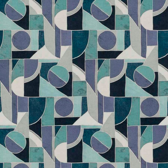 Teal Geometric Fabric