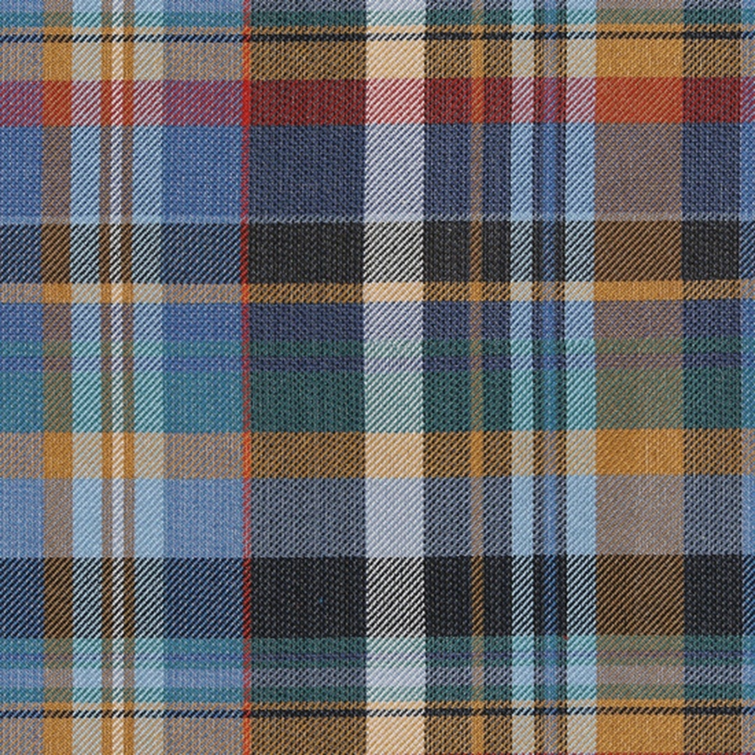Multicolored Plaid Upholstery Fabric Navy Blue Gold Check Fabric for ...