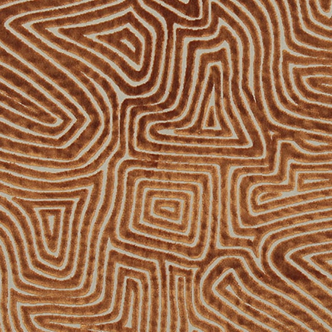 Copper Velvet Upholstery Fabric - Abstract Raised Velvet Fabric ...