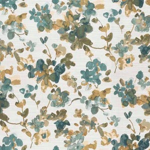 Teal Gold Upholstery Fabric - Modern Multicolored Floral Fabric for ...