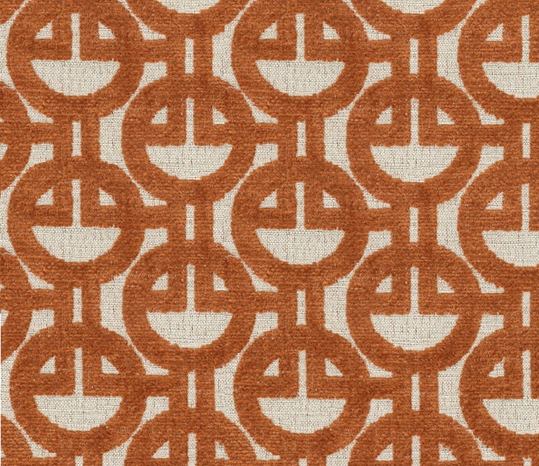Orange Upholstery Fabric Dark Orange Geometric Fabric for Furniture ...