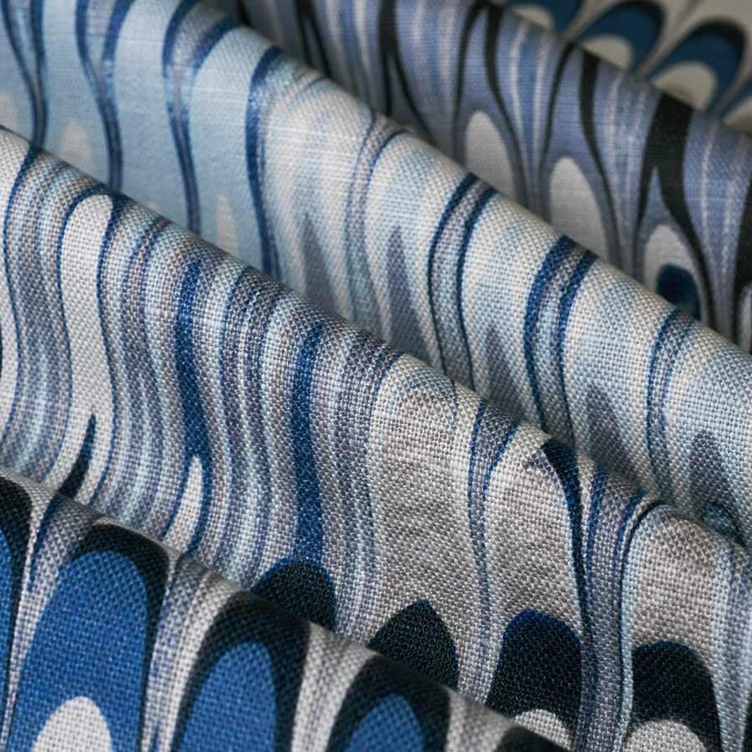 Blue Grey Upholstery Fabric - Multicolored Linen Upholstery Fabric ...
