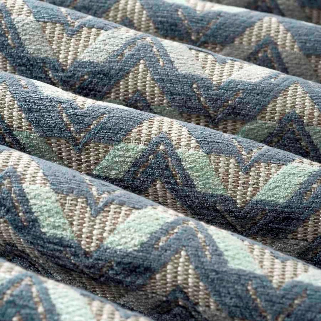 Light Blue Upholstery Fabric for Furniture - Multicolored Woven Fabric ...