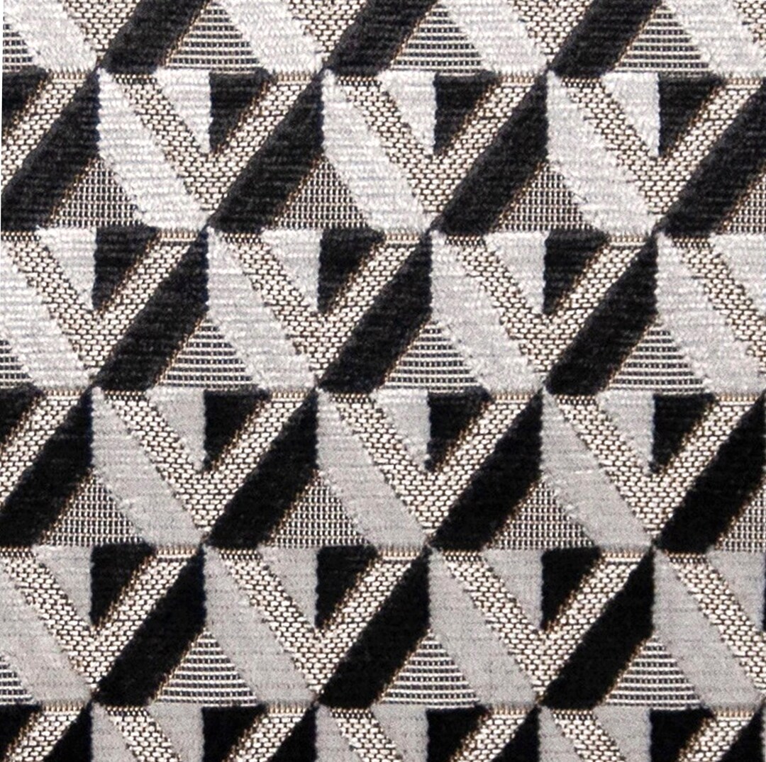 Black Velvet Upholstery Fabric - Geometric Raised Velvet for Furniture ...