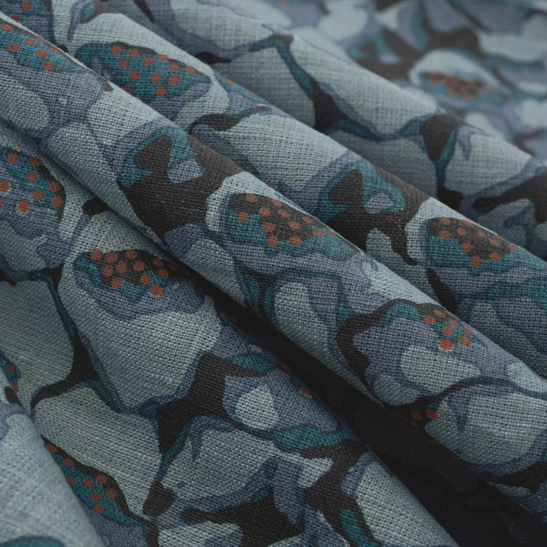 Light Blue Upholstery Fabric - Contemporary Blue Grey Linen Fabric for ...