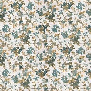 Teal Gold Upholstery Fabric - Modern Multicolored Floral Fabric for ...