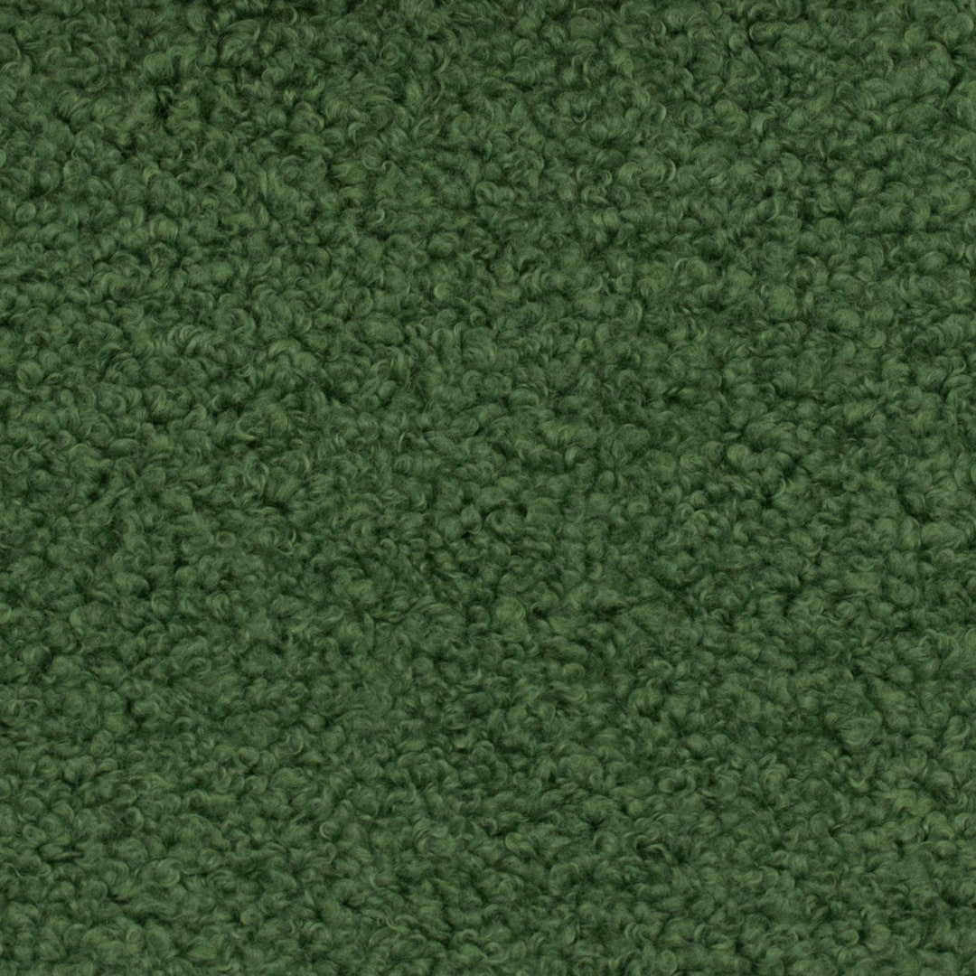Green Textured Upholstery Fabric for Furniture - Dark Green Wooly Fabric - Solid Green Boucle ...