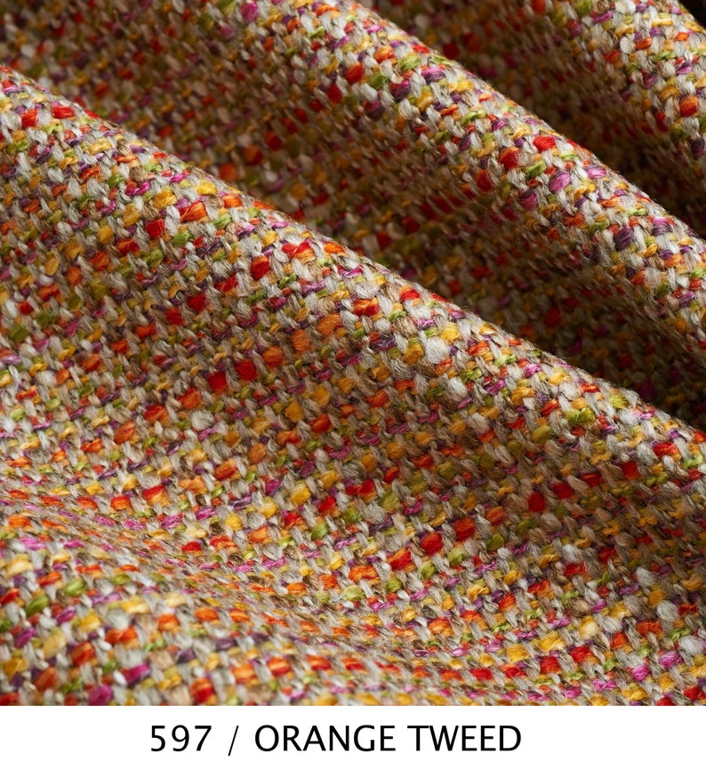 Orange Tweed Upholstery Fabric Multicolored Animal Skin - Etsy