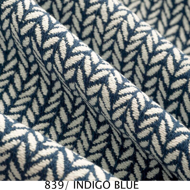 Chartreuse Upholstery Fabric With Leaves Indigo Blue - Etsy