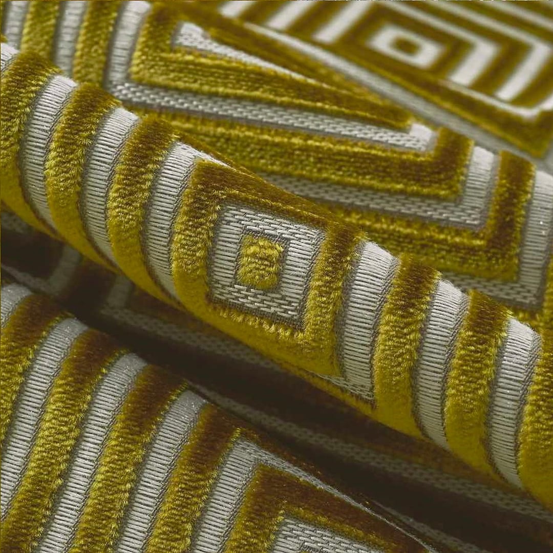 Gold Geometric Velvet Upholstery Fabric - Dark Gold Raised Velvet for ...