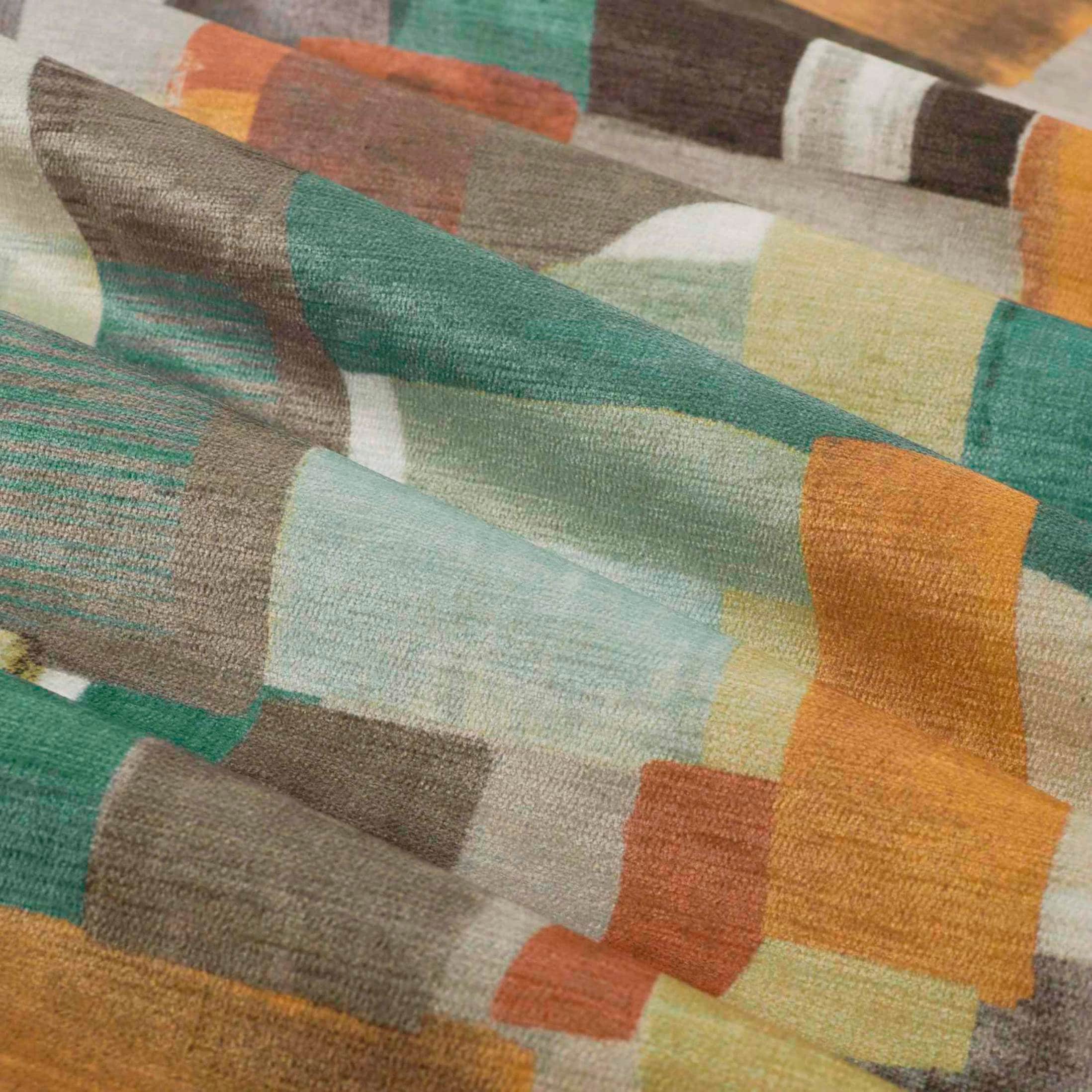 Teal Orange Velvet Upholstery Fabric - Printed Velvet Curtain Fabric ...