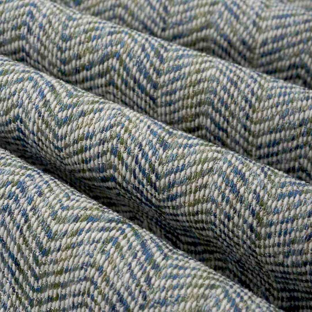 Blue Green Herringbone Upholstery Fabric Multicolored Upholstery