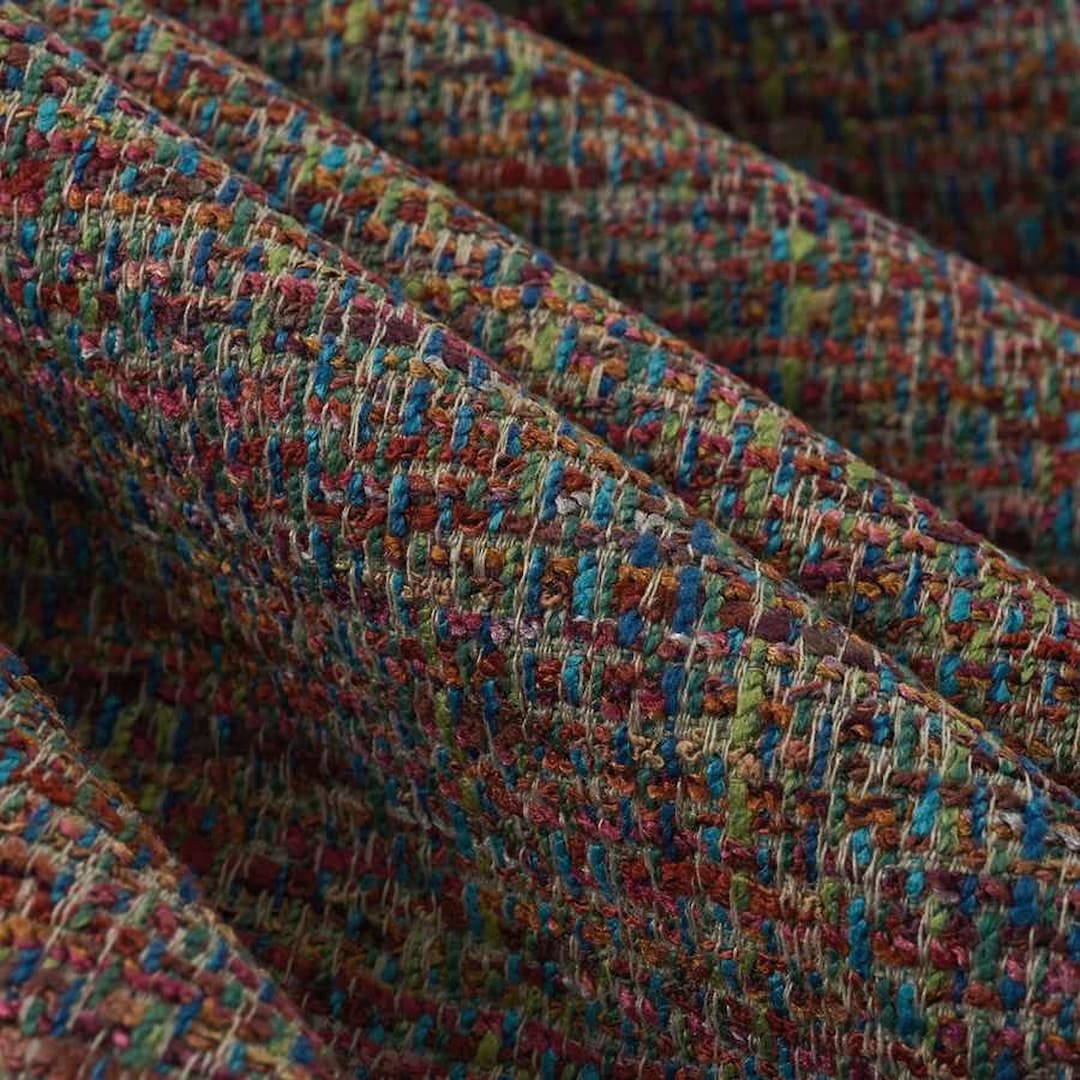 Blue Red Tweed Upholstery Fabric for Furniture - Multicolored Tweed ...