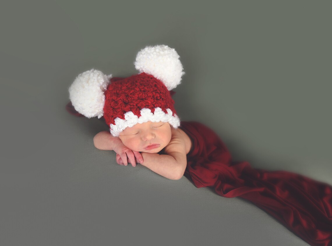 Santa Baby Hat Christmas Photo Prop Holiday Family Photography Red ...