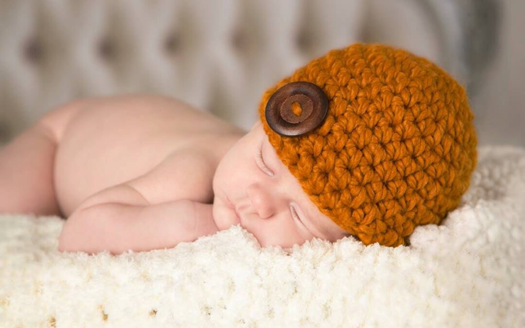 Fall Baby Hat With Wood Button, Newborn Boy Girl Hospital Beanie ...