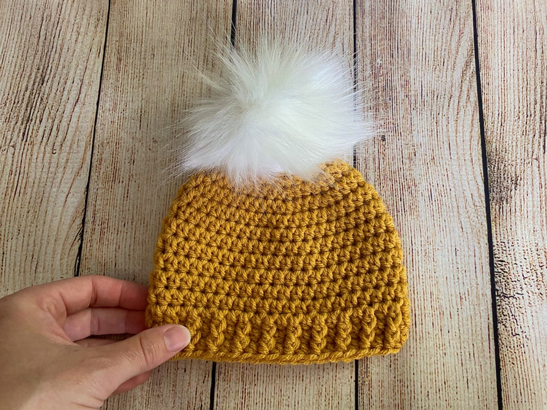 Fall Baby Hat 65 Colors Fluffy White Faux Fur Pom Winter Beanie ...