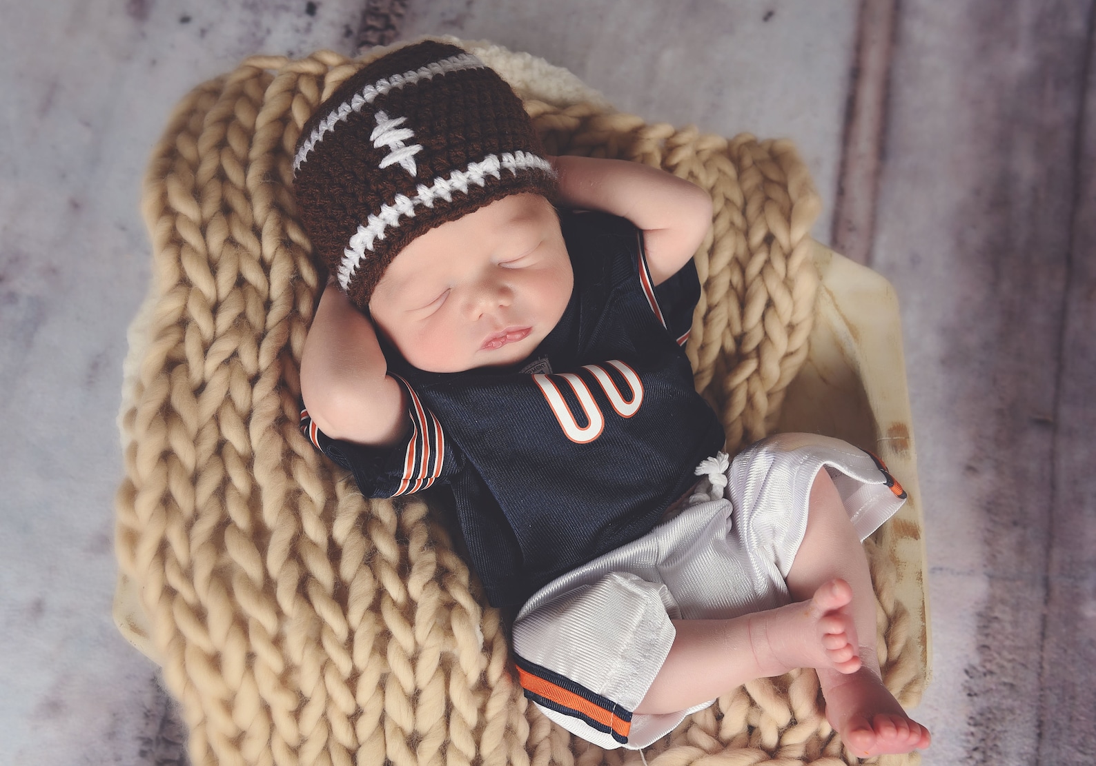 Baby Football Hat, Newborn Boy Girl, Knit Fall Hospital Beanie, Brown ...