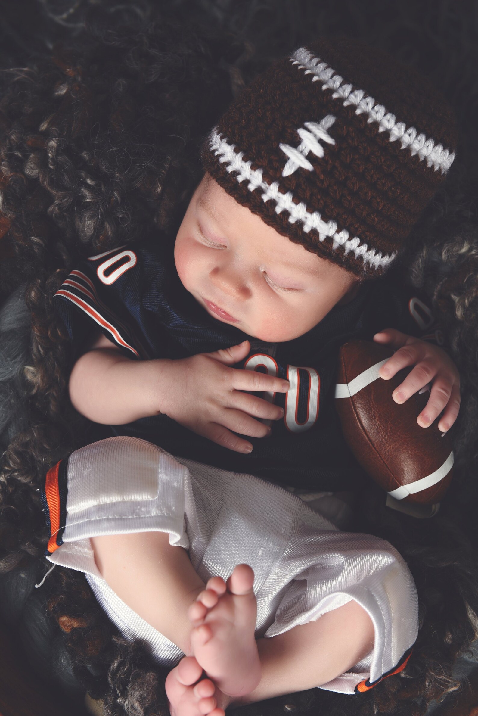 Baby Football Hat, Newborn Boy Girl, Knit Fall Hospital Beanie, Brown ...