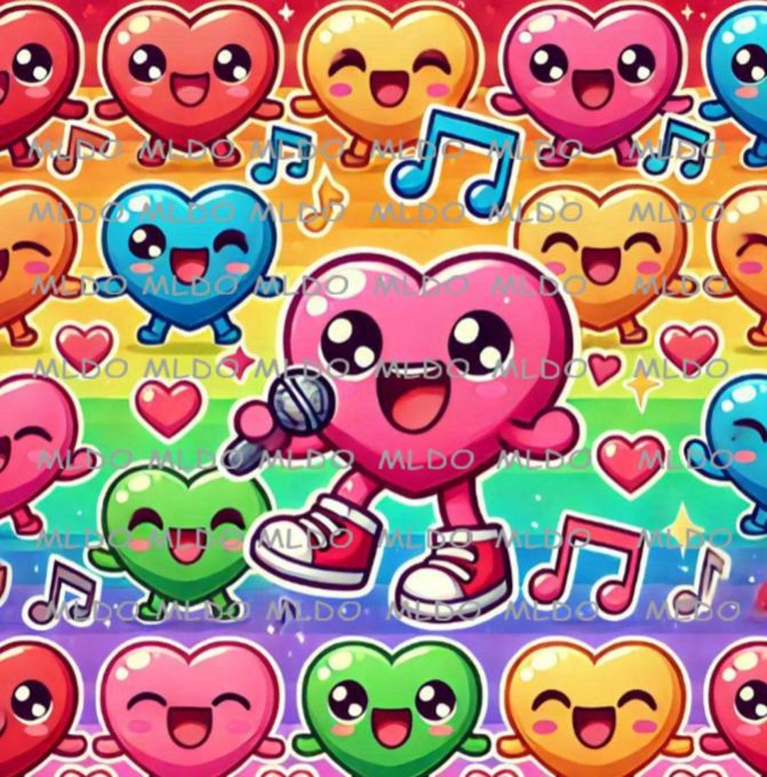 Cute Valentines Singing Hearts Png instant Download - Etsy