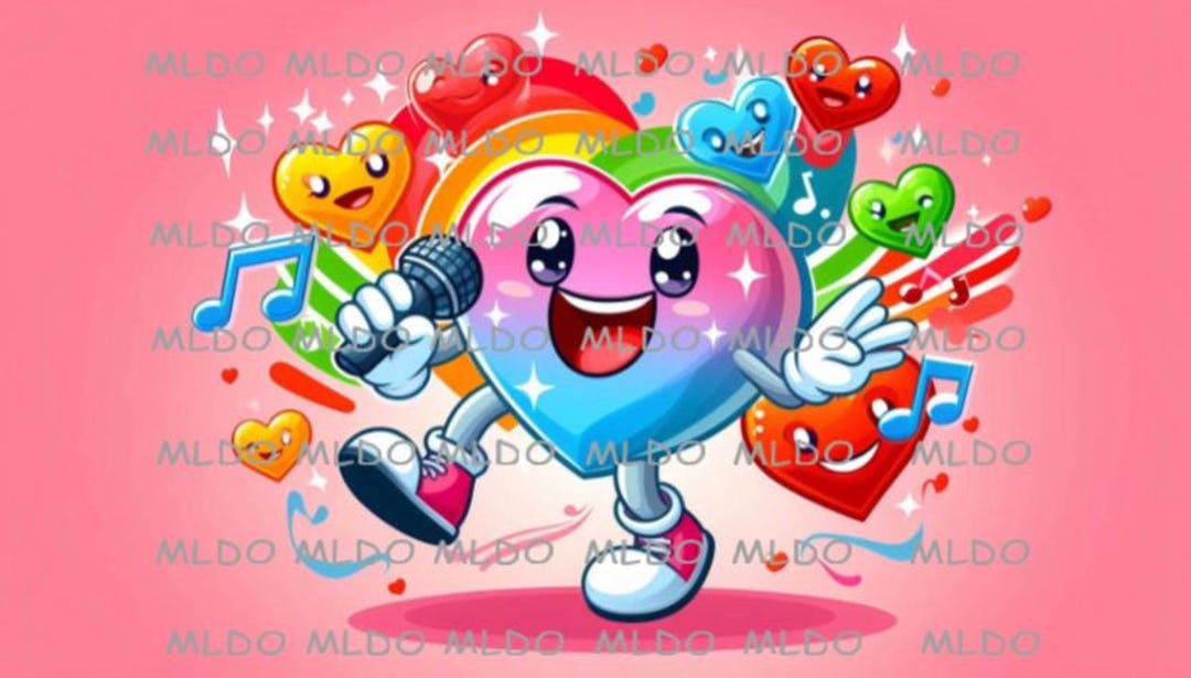 Cute Valentine Singing Hearts PNG instant Download - Etsy