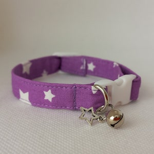 Cat Collar- ''star-purple''- White Star Cat Collar/ Sky Cat Collar ...