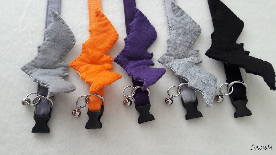 Bat Cat Collar- ''spooky Halloween''- Night Flights Cat Collar/ Color ...
